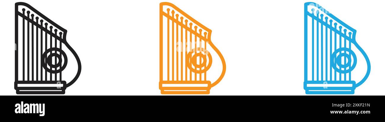 zither icon vector logo set collection or bundle pack group Stock ...