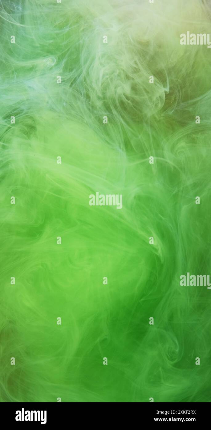 Twisted smoke. Haze cloud. Sparkling vapor green ink mystical wave ...