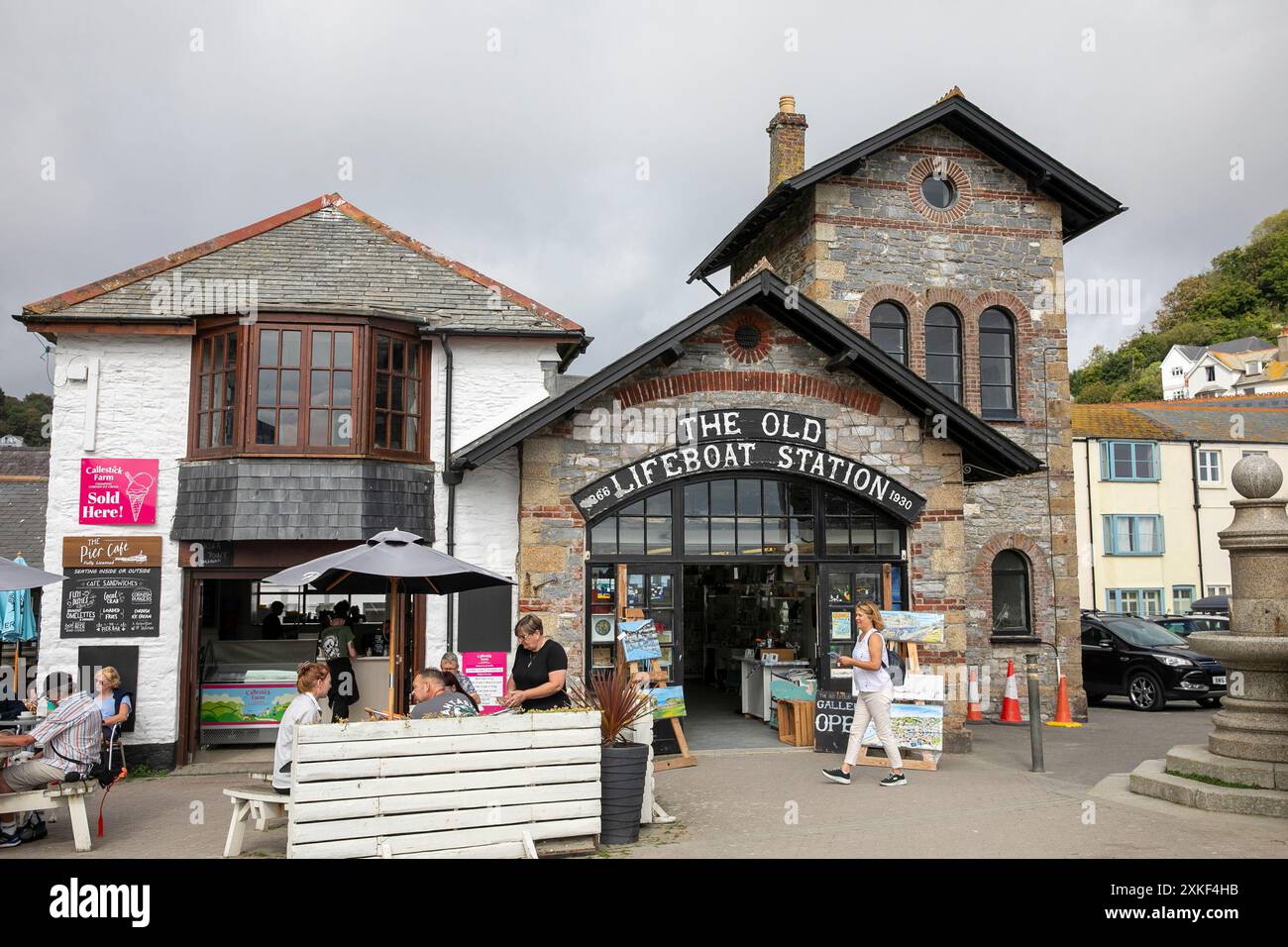 The Old Lifeboat Station on the quay in the Cornish town of Looe, now an open art studio and ...