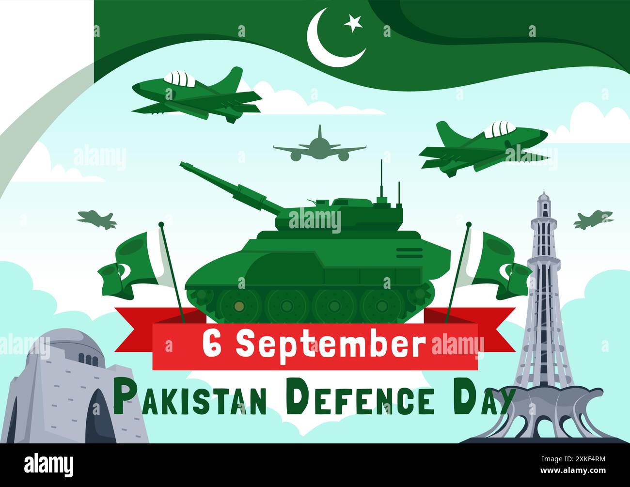 Pakistan Defence Day Vector Illustration on 6th September featuring ...