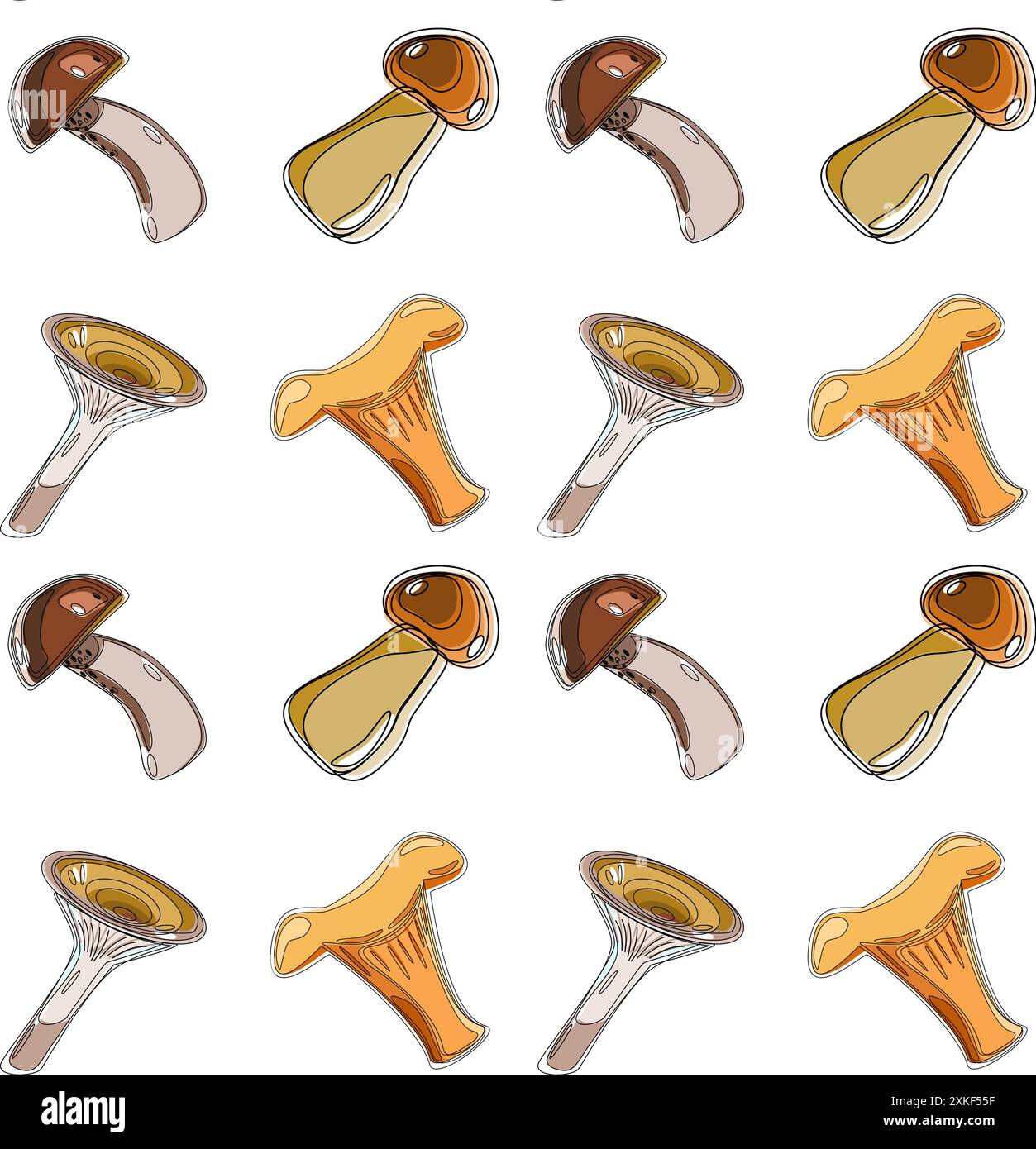 Seamless botanical pattern with mushrooms. Vector illustration Stock ...