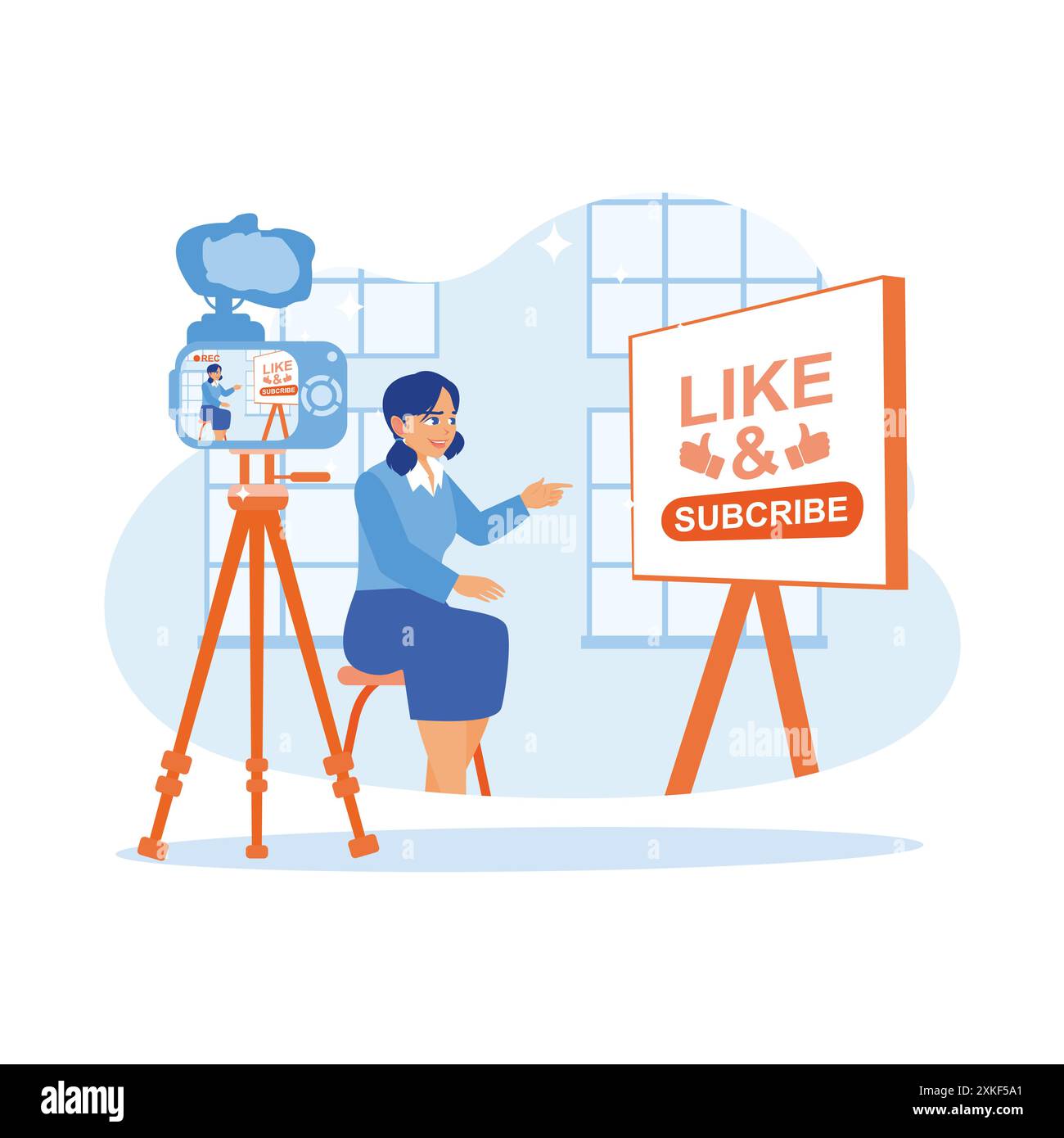 Young female influencer creating video hi-res stock photography and ...