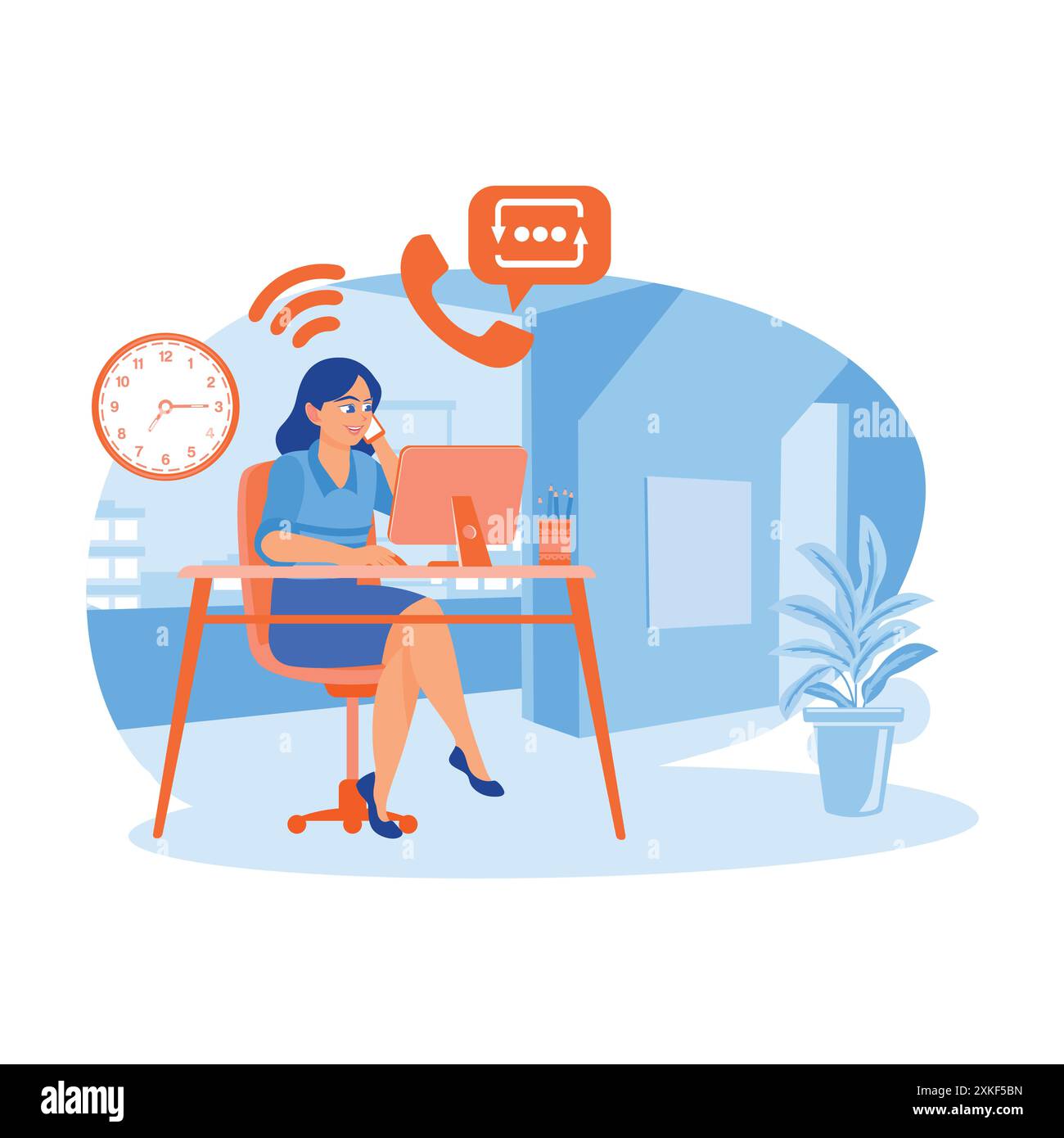 Businesswoman making calls Stock Vector Images - Alamy
