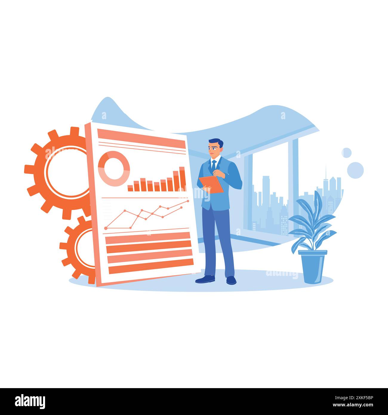 CEO entrepreneur showing company graph growth data to investors. Growth ...