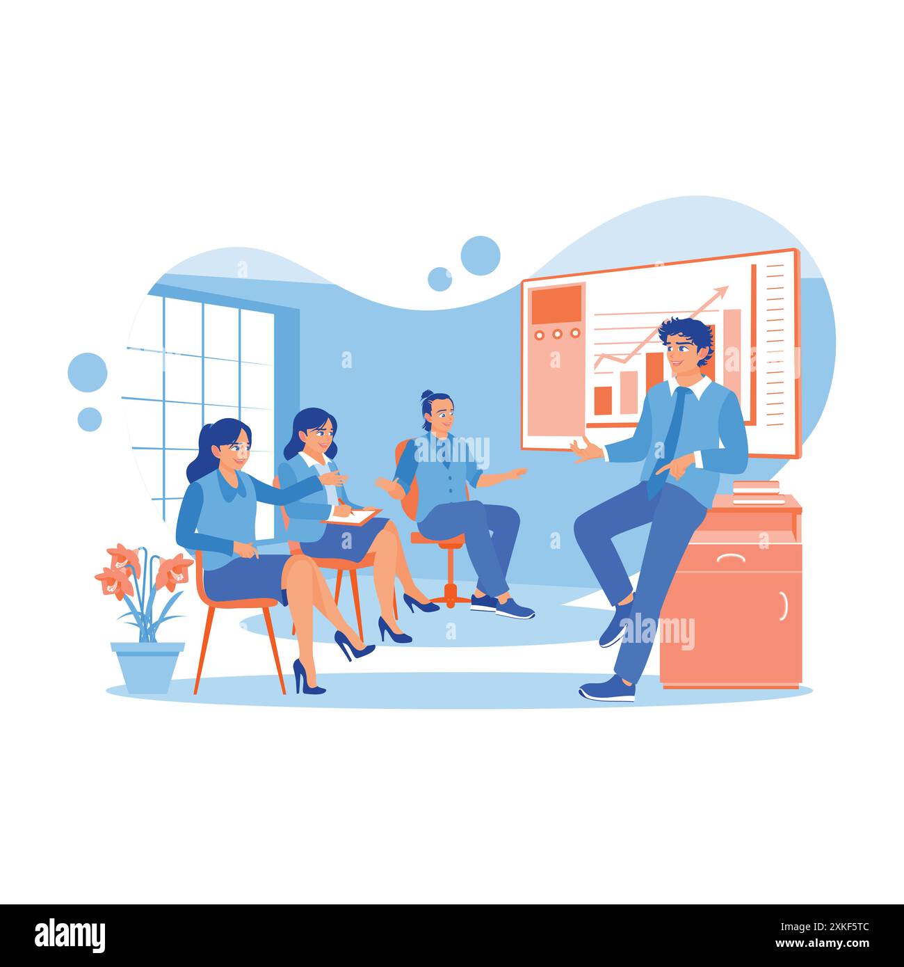 Businessman explaining computer work new Stock Vector Images - Alamy