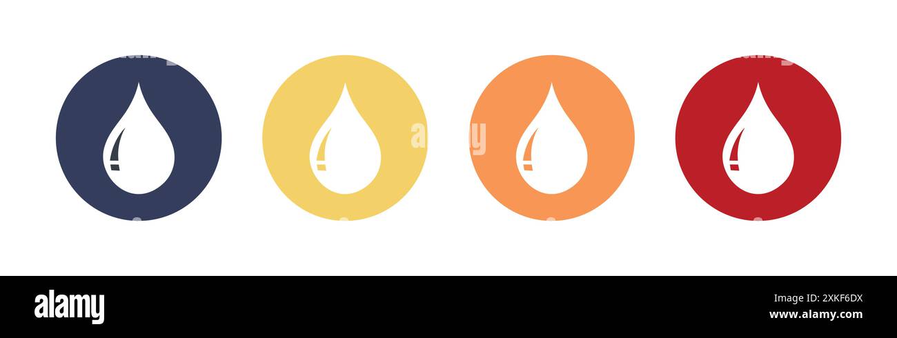 Water drops icon set in different color. Water droplets icon collection ...