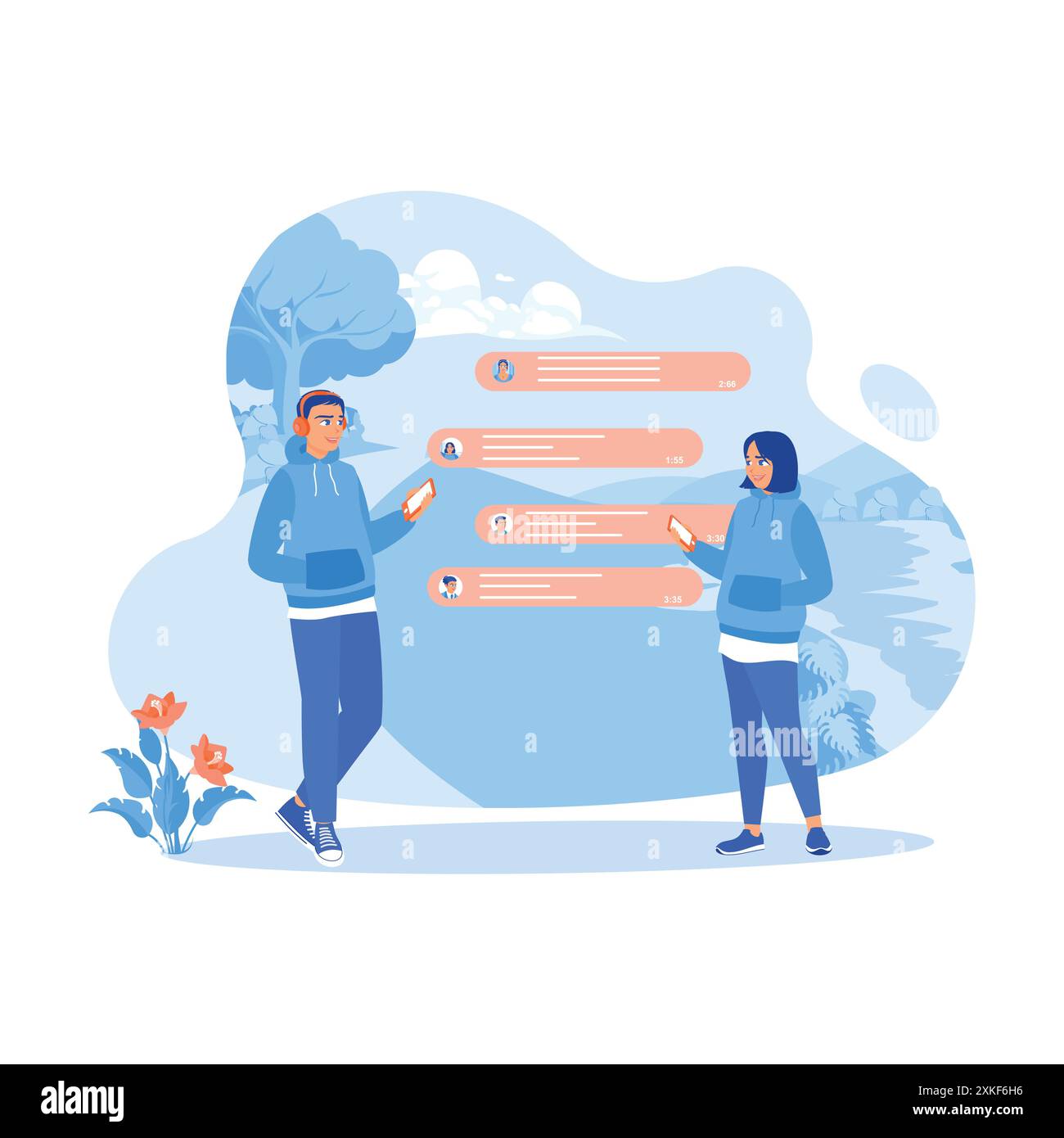 Female headphones phone Stock Vector Images - Alamy