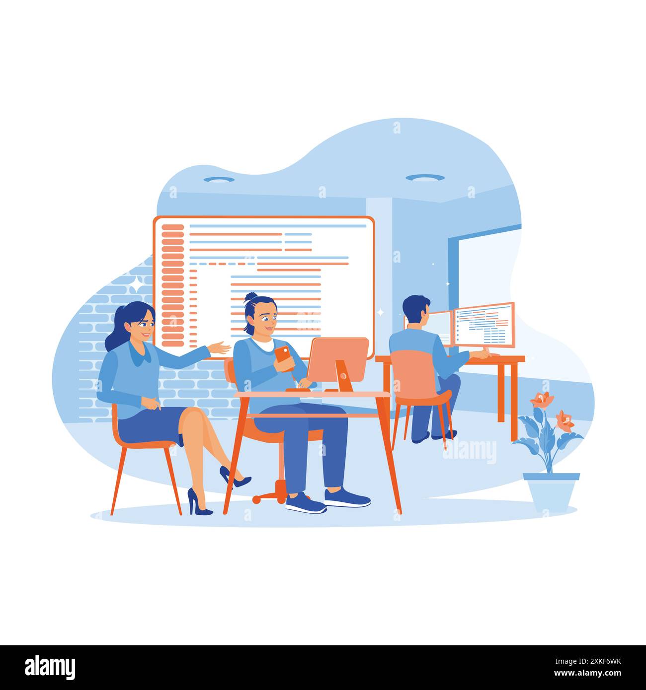 Software engineer in office Stock Vector Images - Alamy