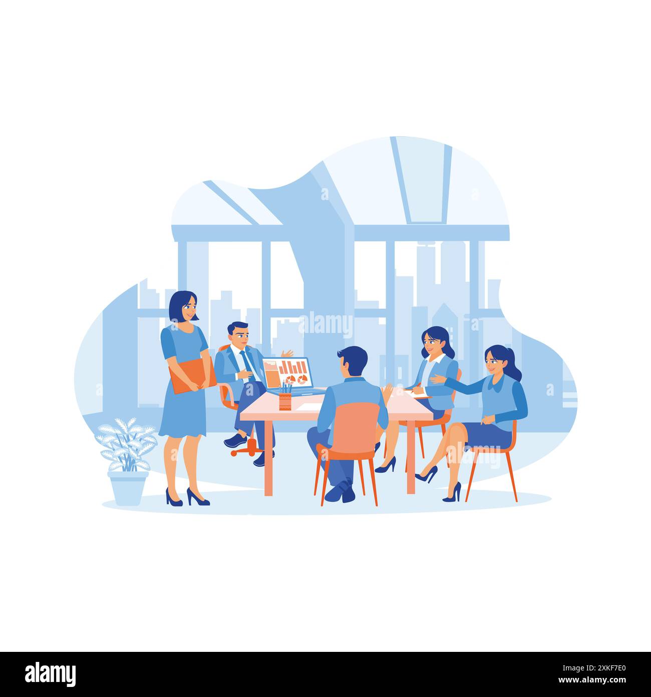 Successful manager holding meeting Stock Vector Images - Alamy