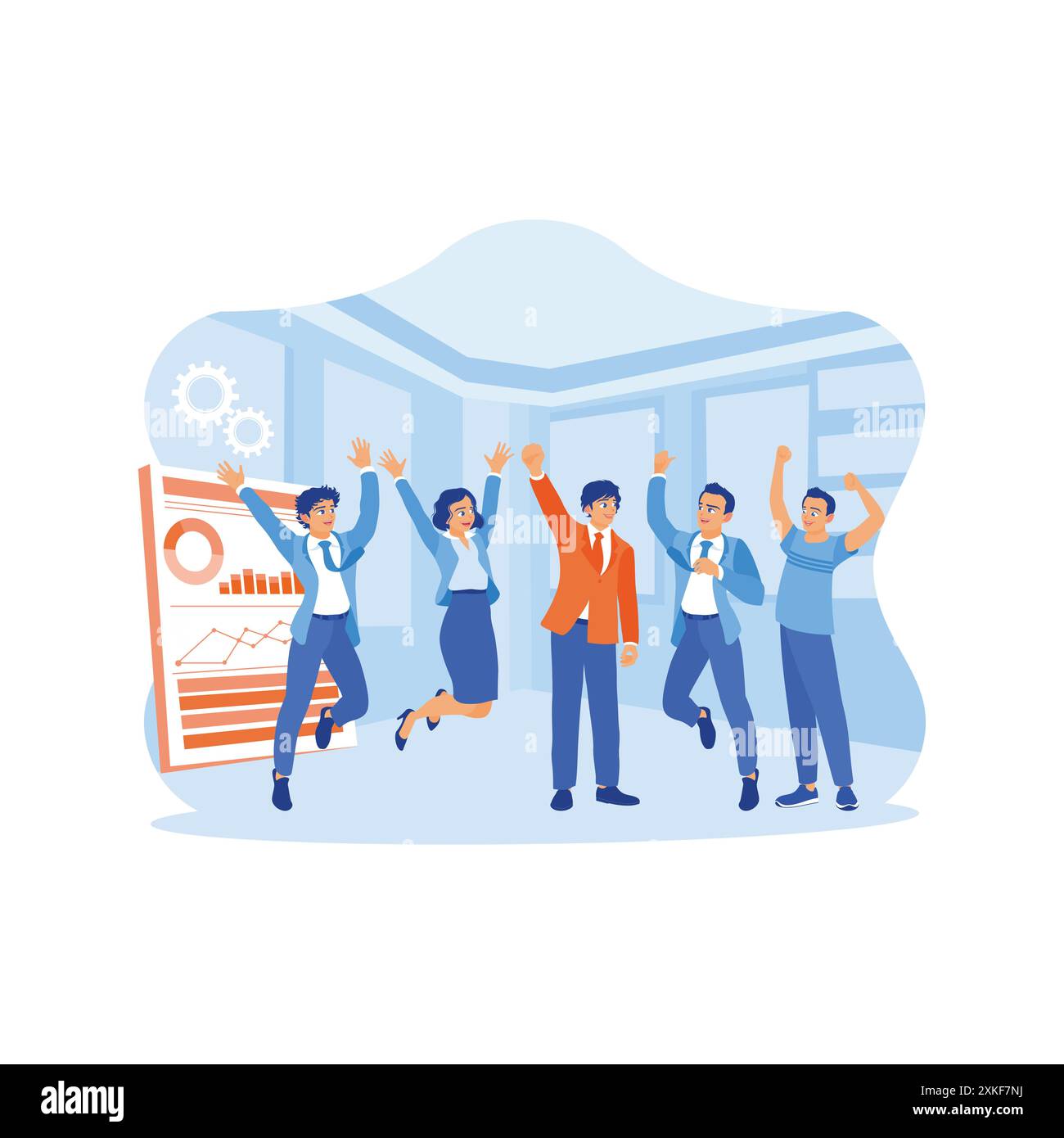 Diverse and happy business team raising hands and jumping in a meeting ...