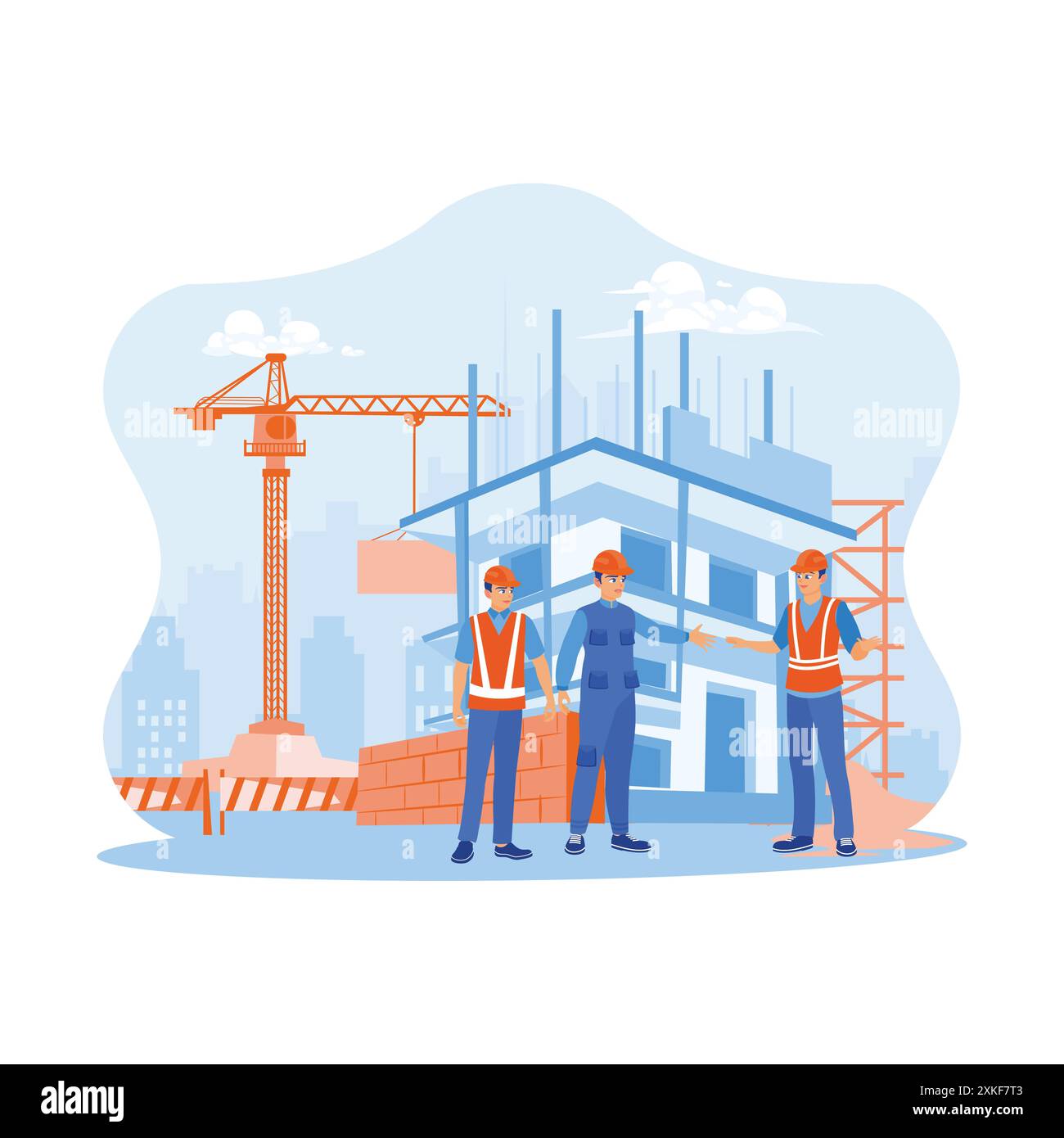 The construction team is working on a building project. The contractor ...