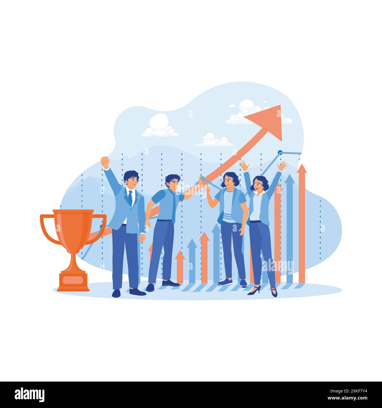 Successful and happy business team in a modern office. Stand up and ...