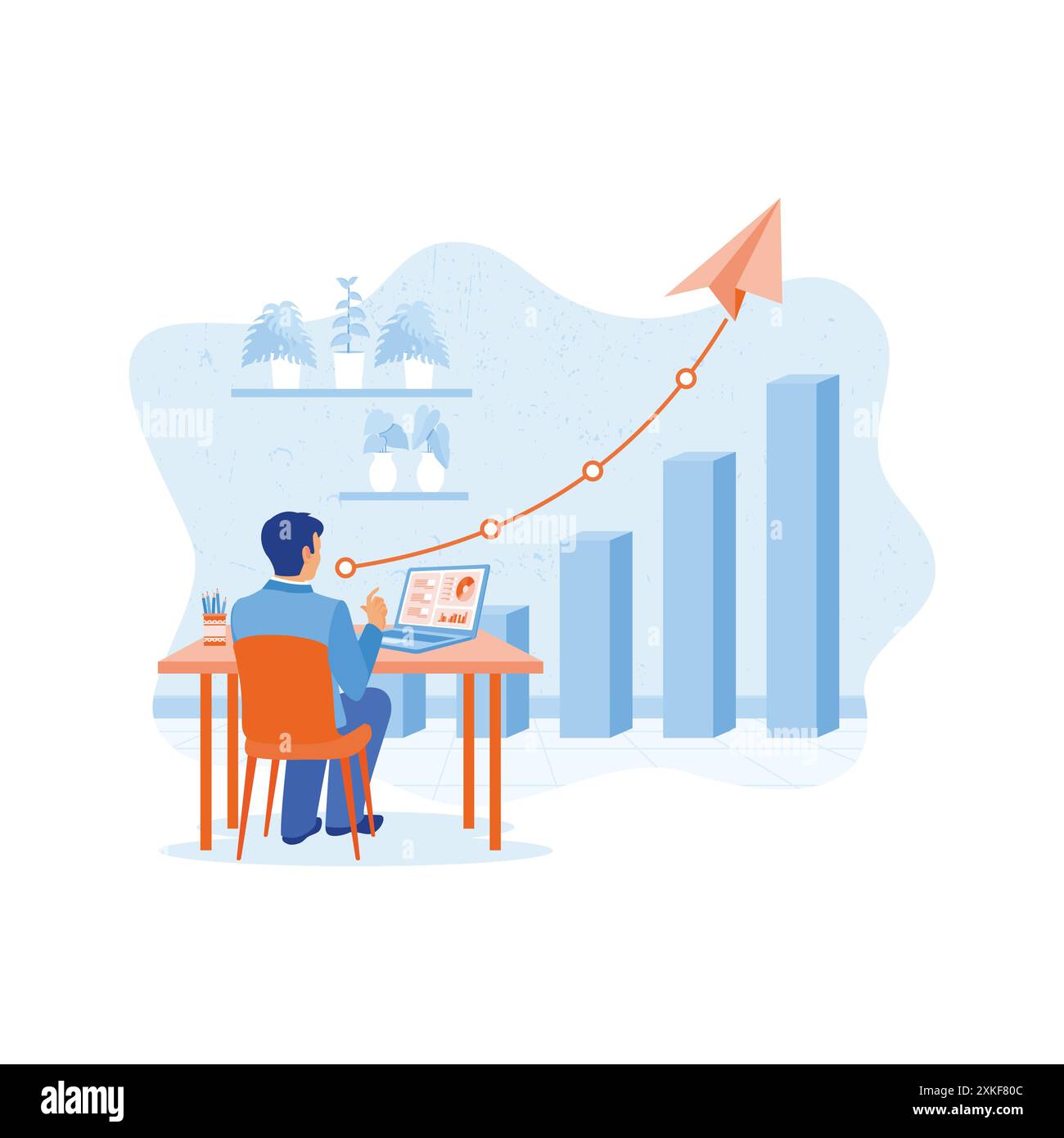 Businessman analyzing business growth using the laptop. The laptop ...