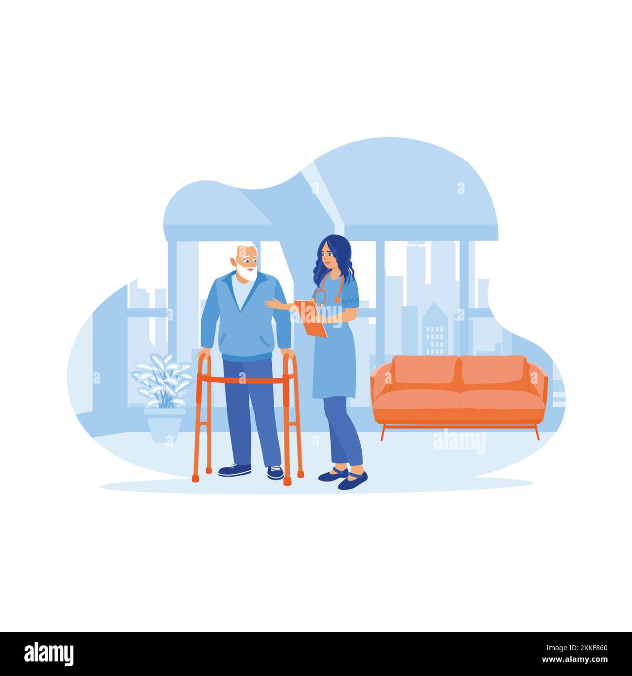Male home caregiver Stock Vector Images - Alamy