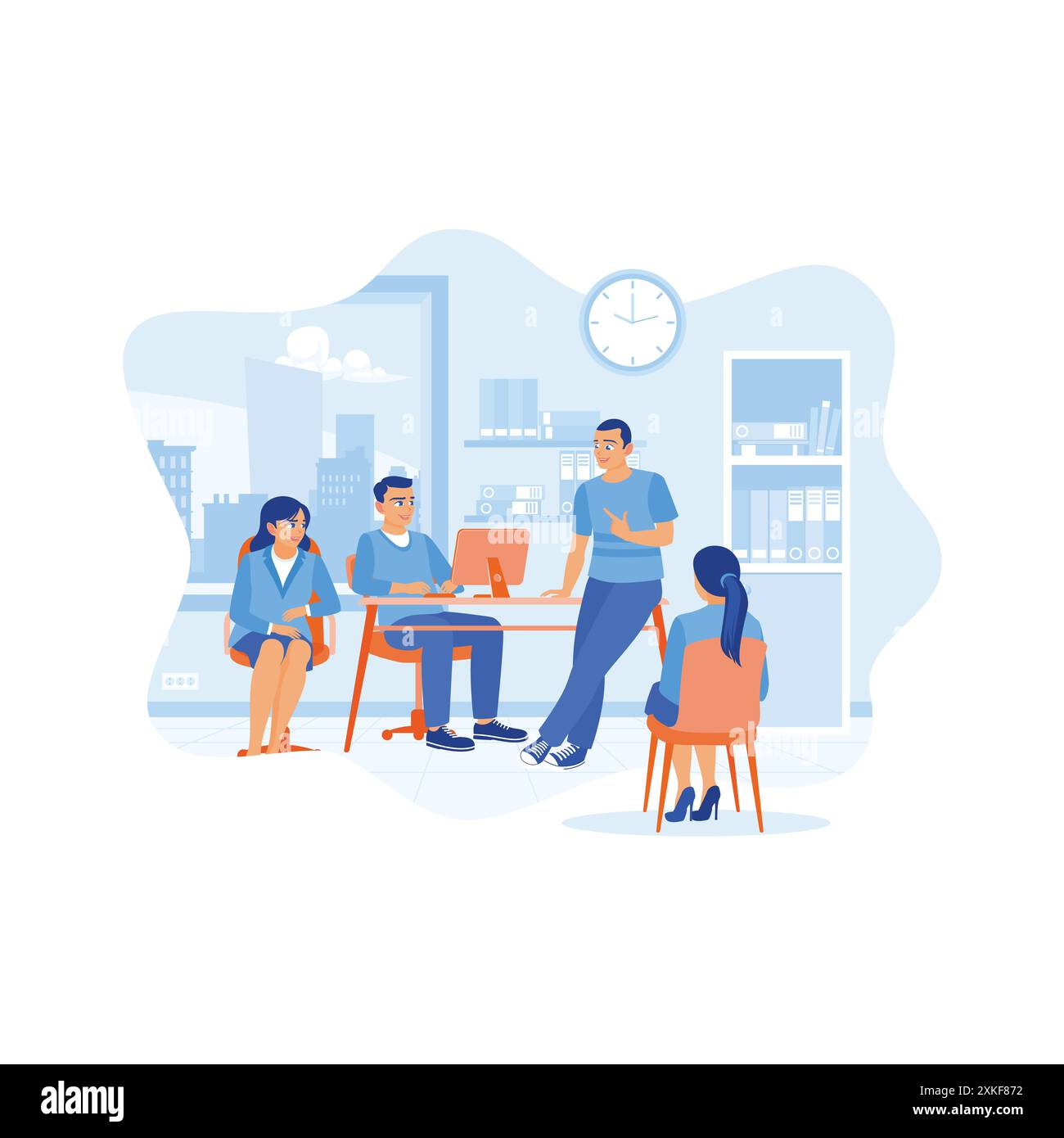 Happy diverse meeting brainstorm Stock Vector Images - Alamy