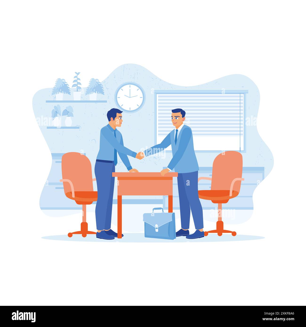 Businessman shaking hands with colleagues after reaching a mutual ...