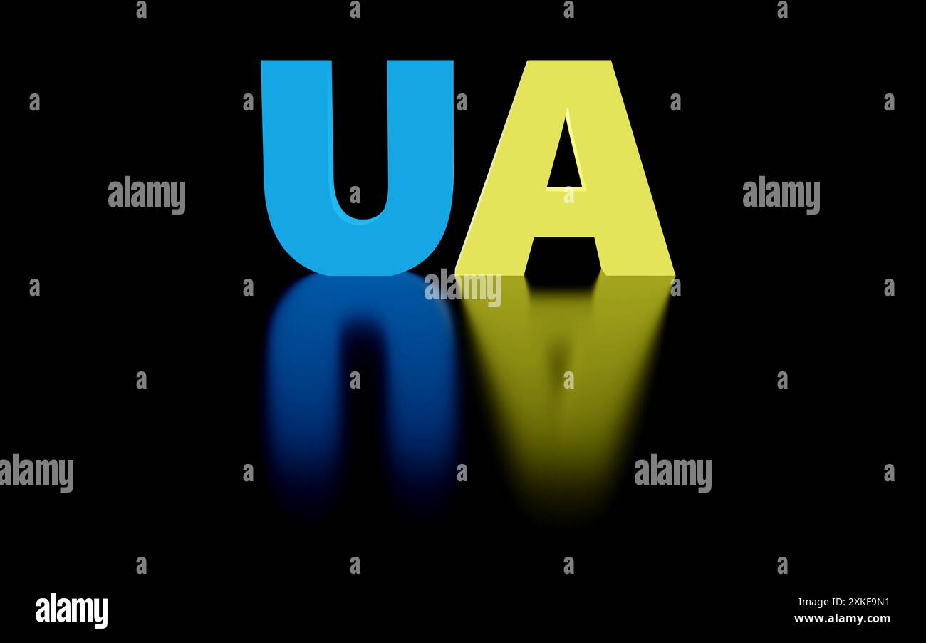 The national flag of Ukraine made by letters glowing in the dark simple ...