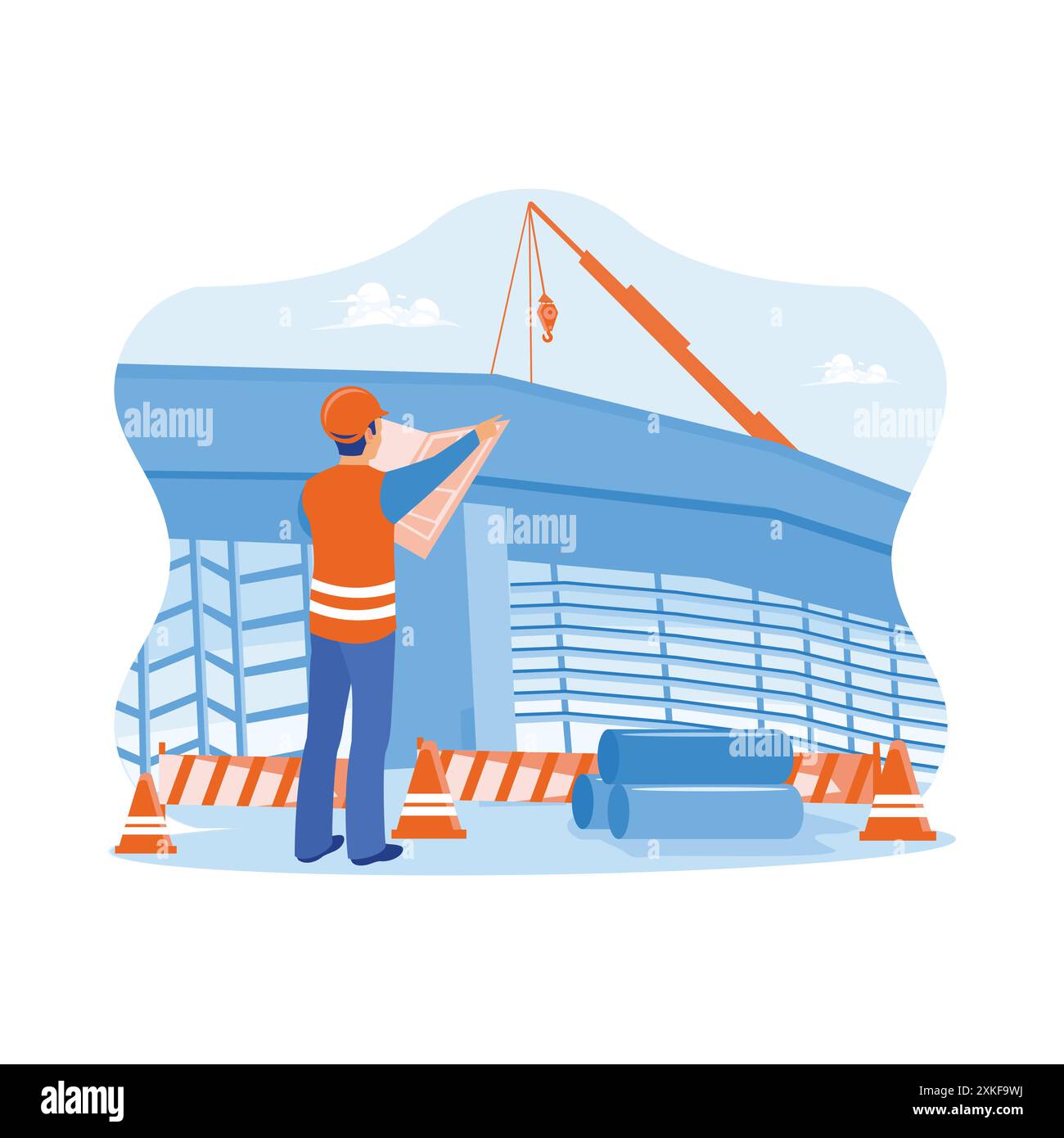 Man with building plans Stock Vector Images - Alamy