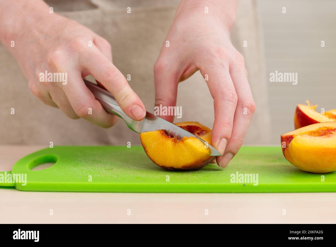 Female hand knife cuts hi-res stock photography and images - Alamy