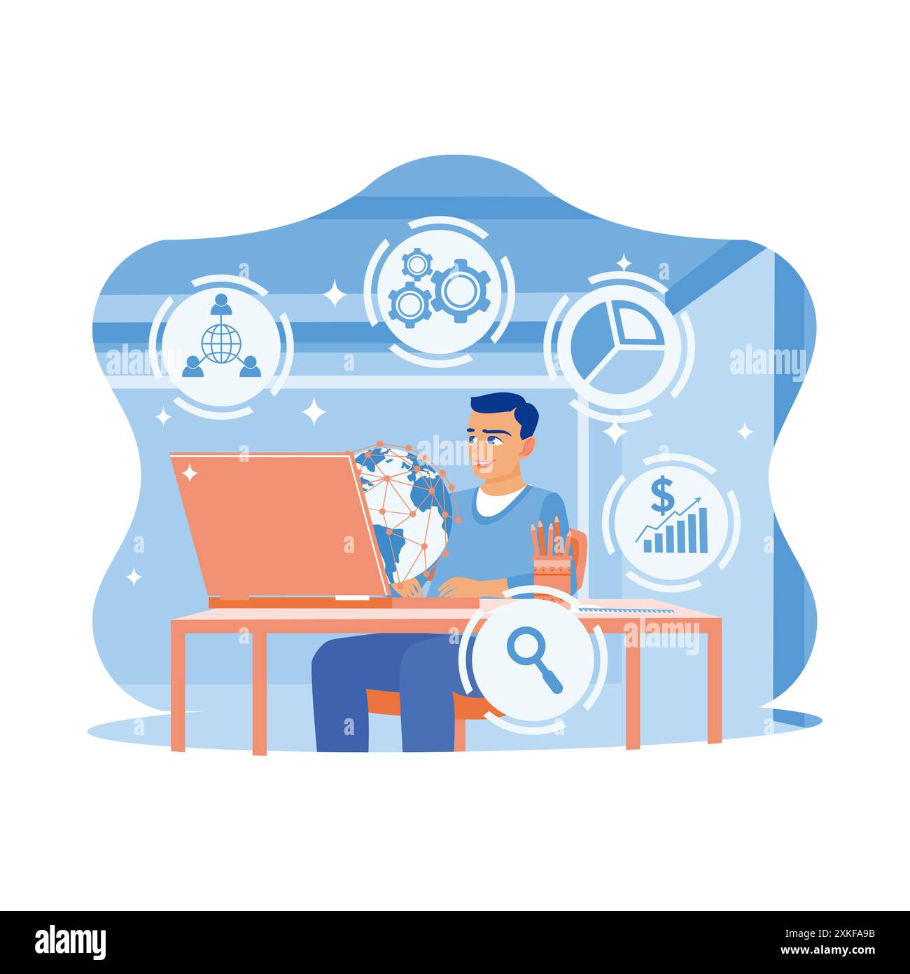 Business people in office montage Stock Vector Images - Alamy