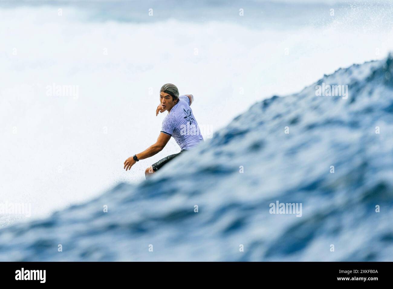 Kanoa Igarashi of team Japan surfs a wave on a training day before the ...
