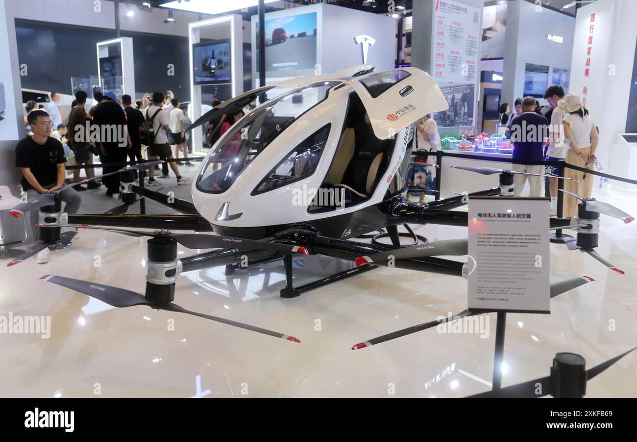 SHANGHAI, CHINA - JULY 7, 2024 - Visitors visit eVTOL, an electric ...