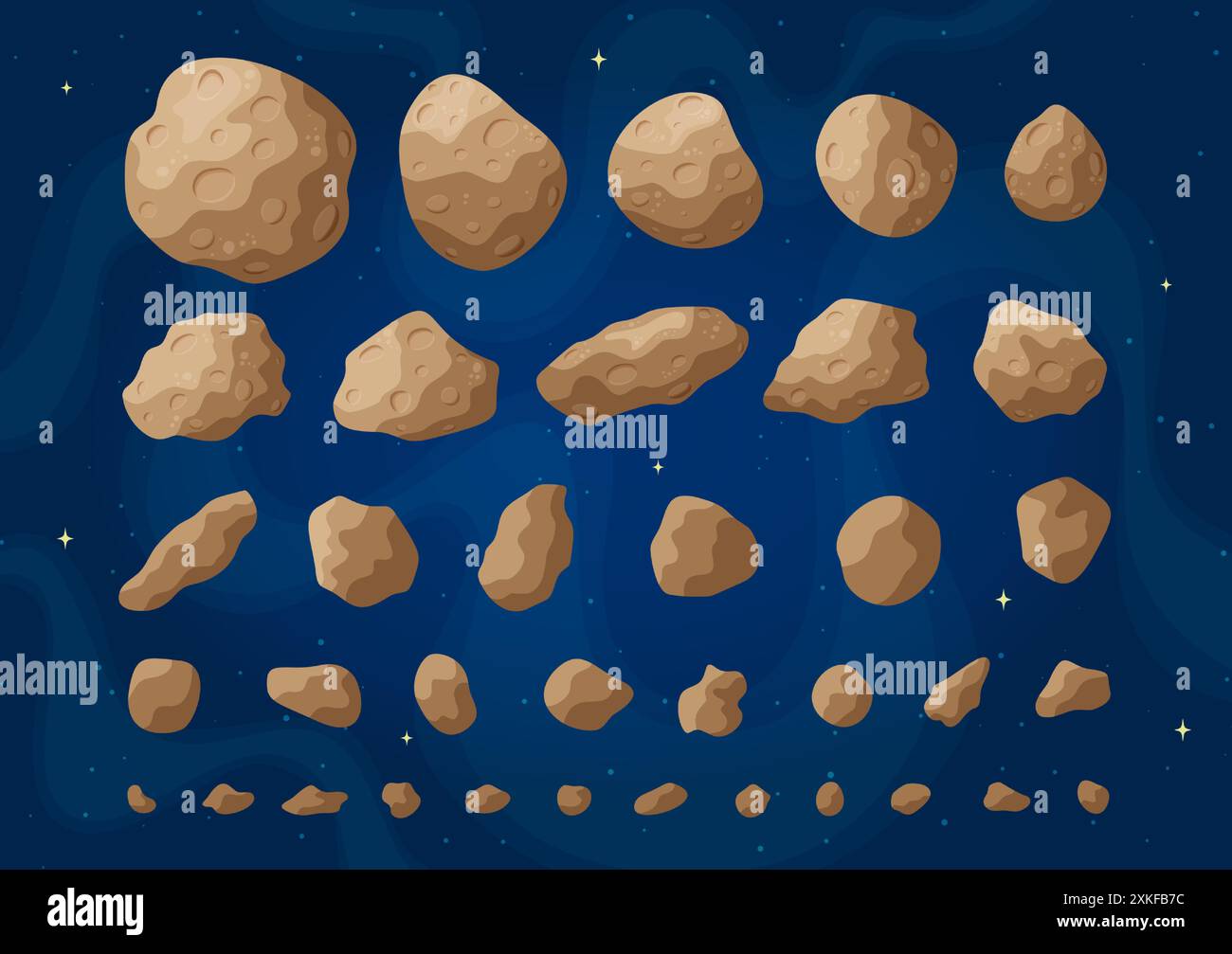 Cartoon space asteroids vector illustration set. Colorful collection of ...