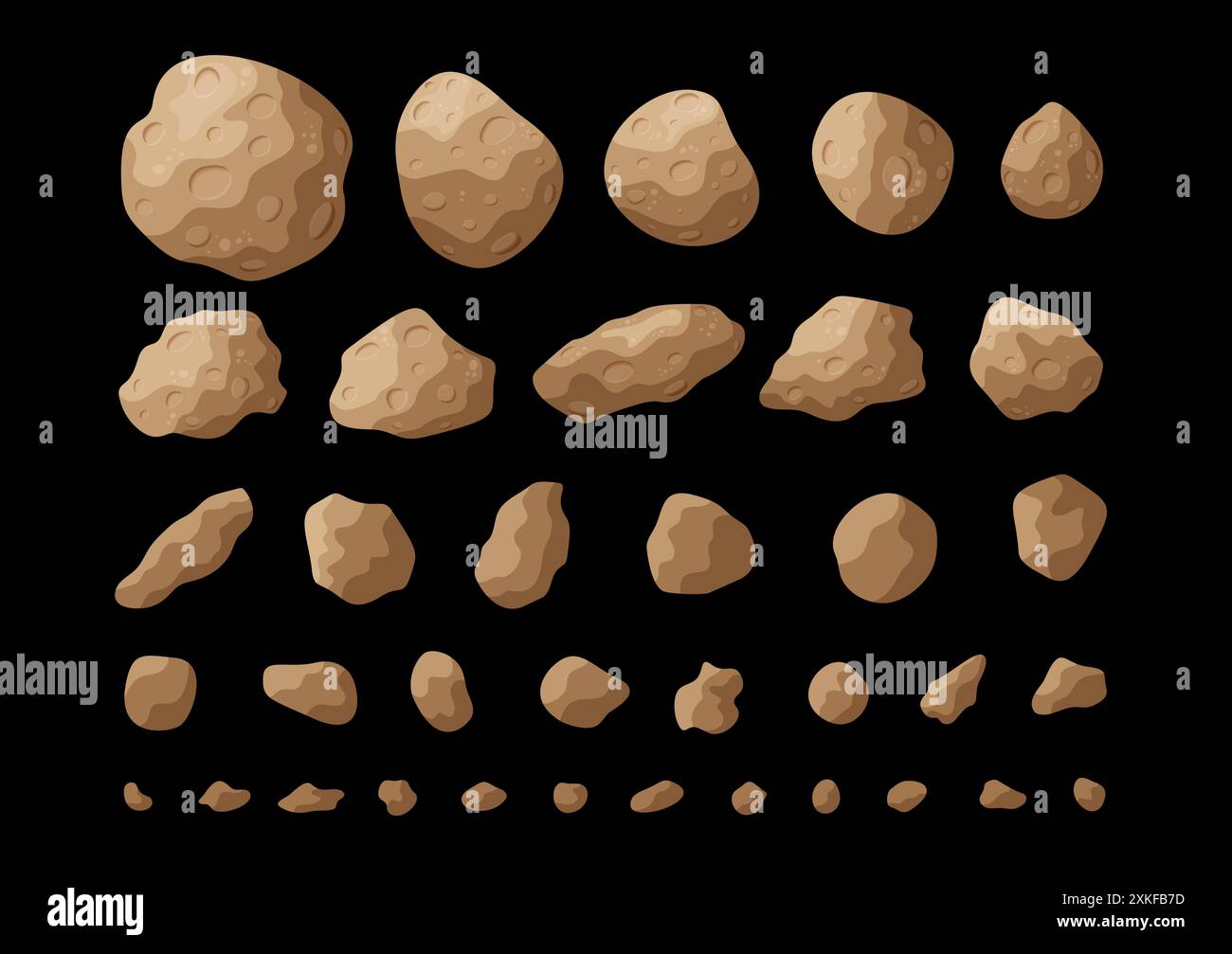 Cartoon space asteroids vector illustration set. Colorful collection of ...