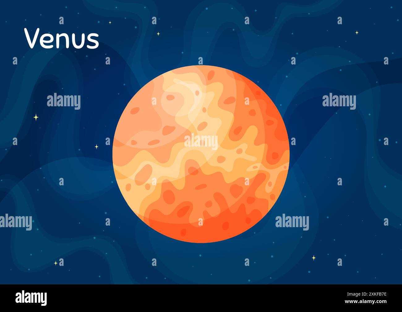 Star system planet Venus vector illustration. Galaxy space objects art ...