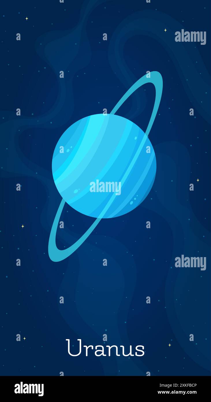 Comic space planet Uranus vector illustration. Galaxy space objects art ...