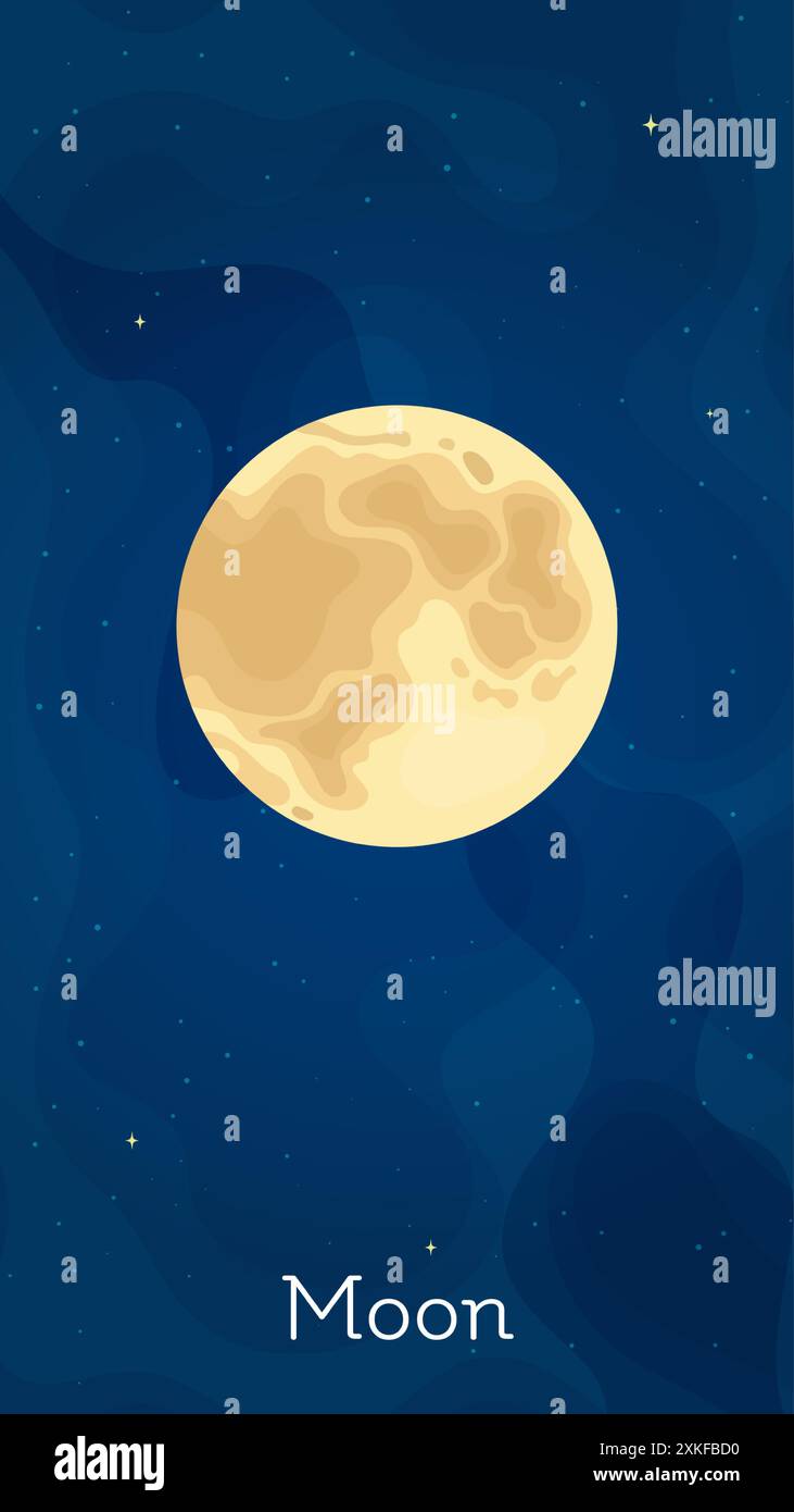 Solar system satelite Moon vector illustration. Celestial object art ...