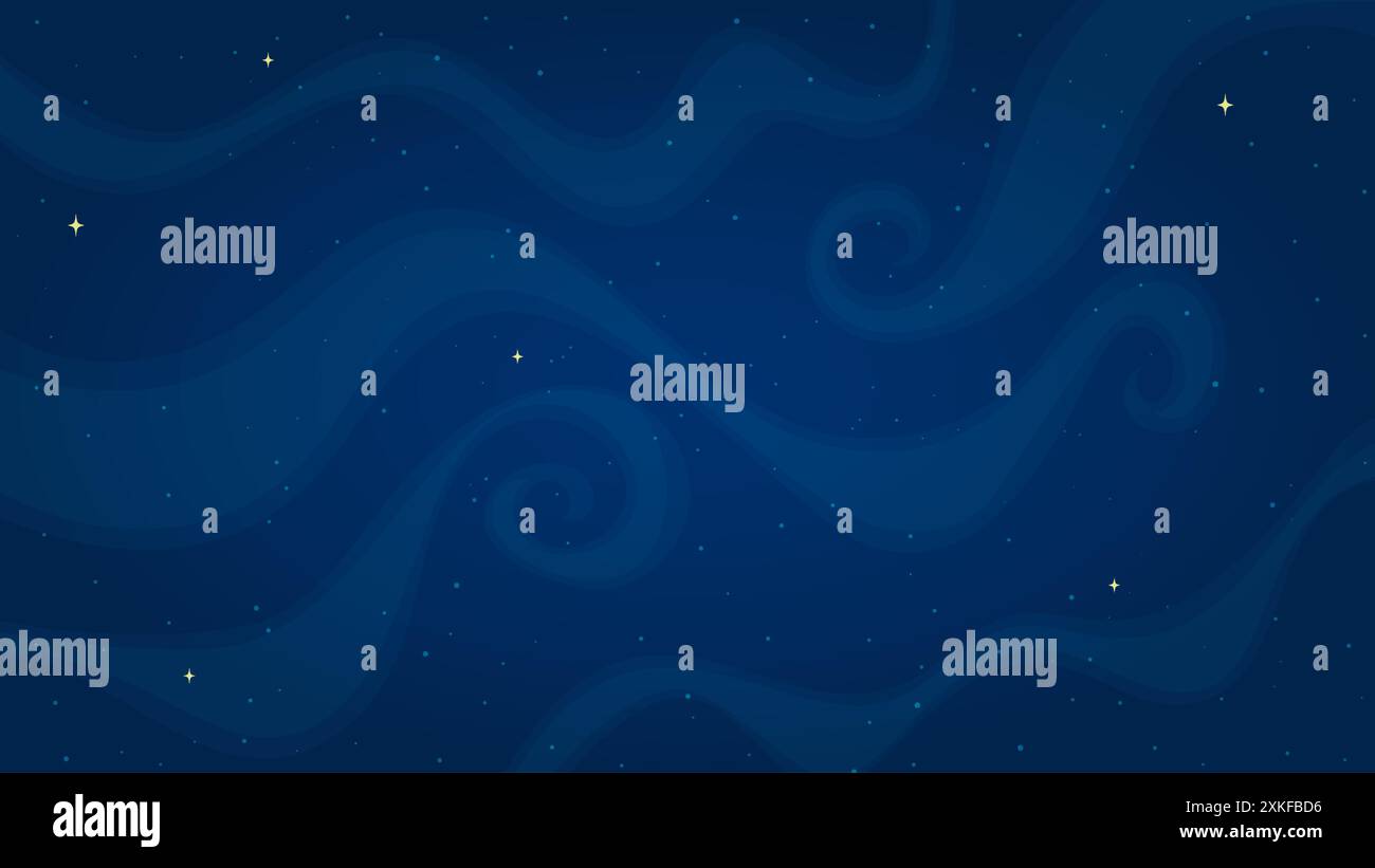 Dark blue space background vector illustration. Flat style horizontal ...