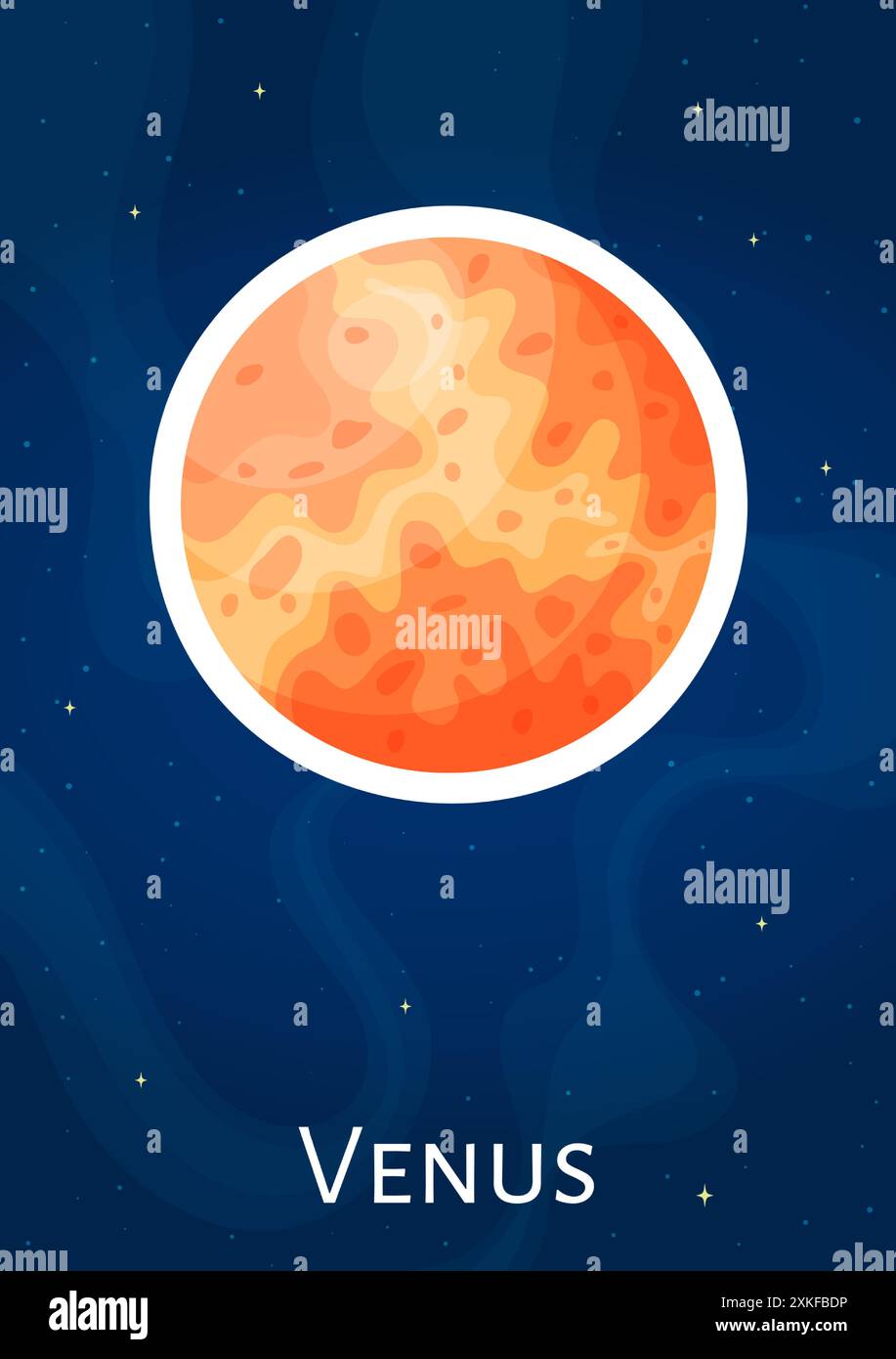 Flat round solar system planet Venus graphic design patch, cartoon ...