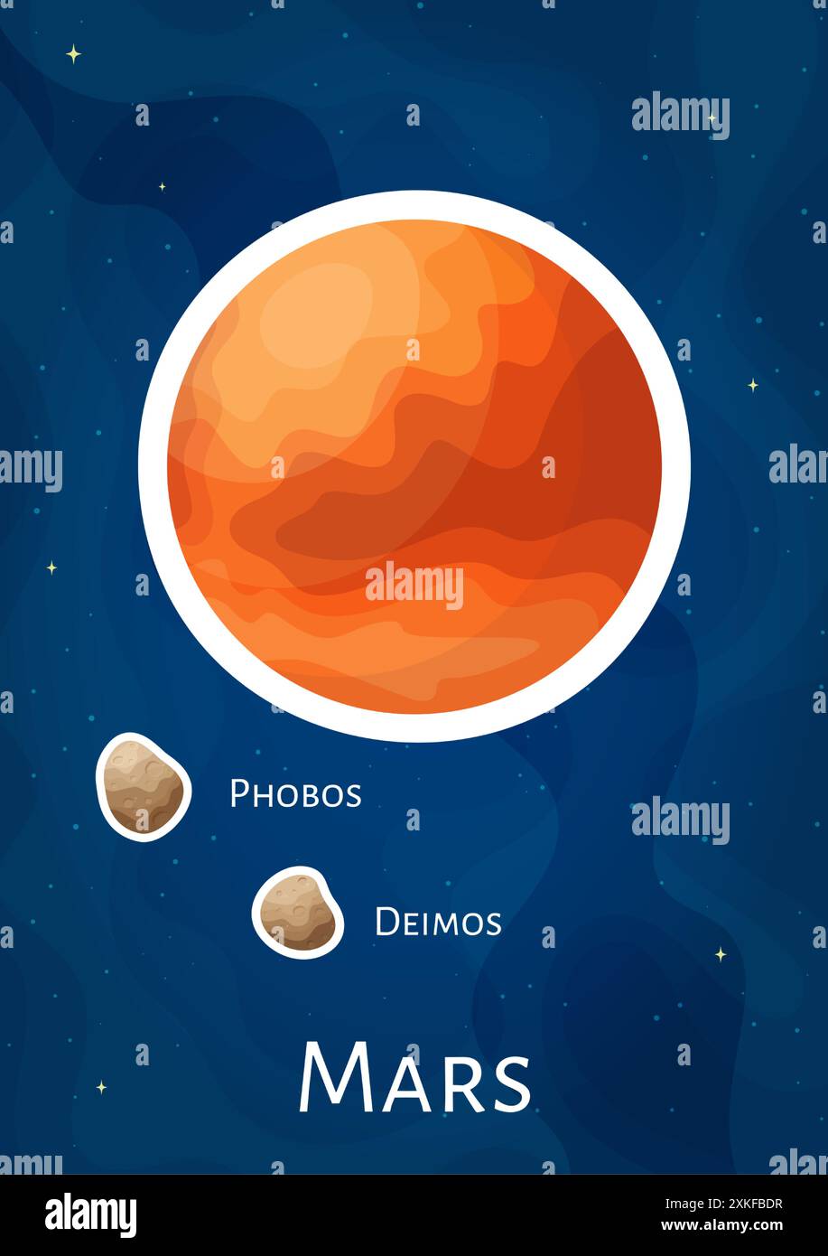 Comic space planet Mars sticker concept art, cartoon astronomical ...