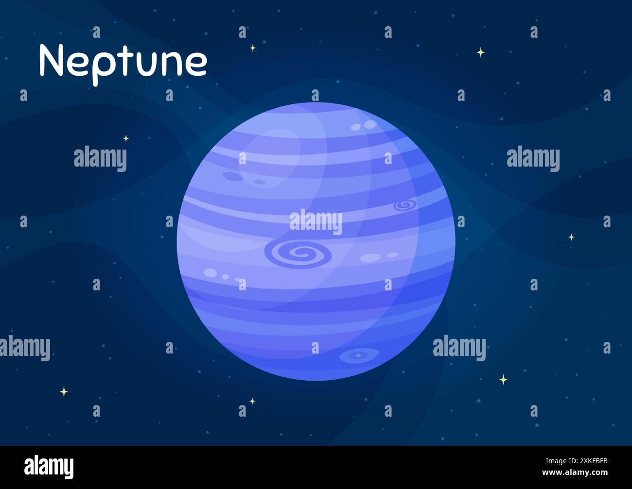 Cartoon space planet Neptune vector illustration. Celestial sphere ...