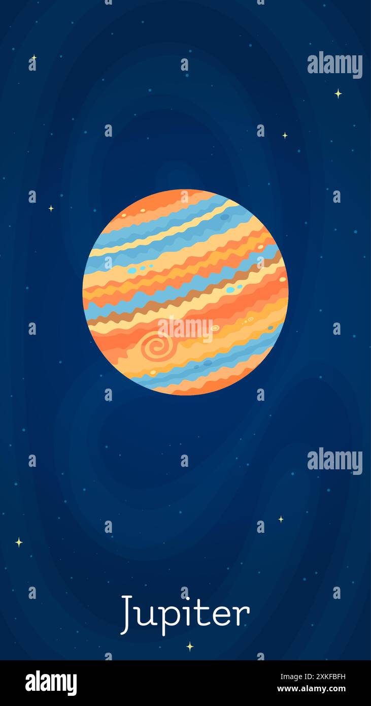 Solar system planet Jupiter vector illustration. Celestial sphere ...