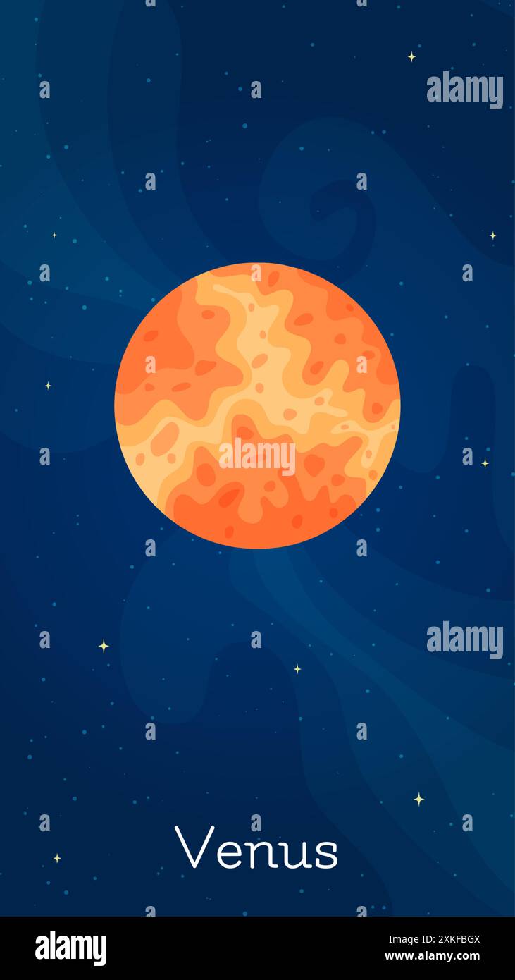 Cartoon space planet Venus vector illustration. Celestial object art ...