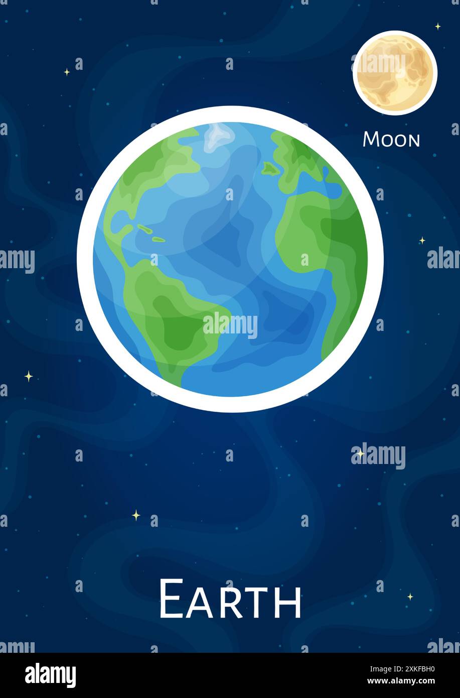 Flat astronomical planet Earth design sticker, cartoon round celestial ...