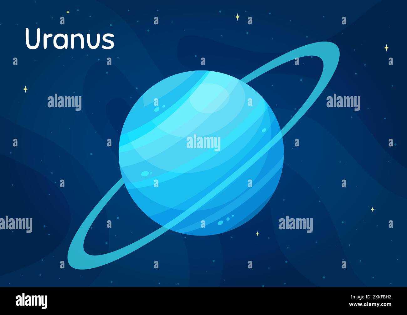 Comic space planet Uranus vector illustration. Celestial sphere object graphic concept with ...
