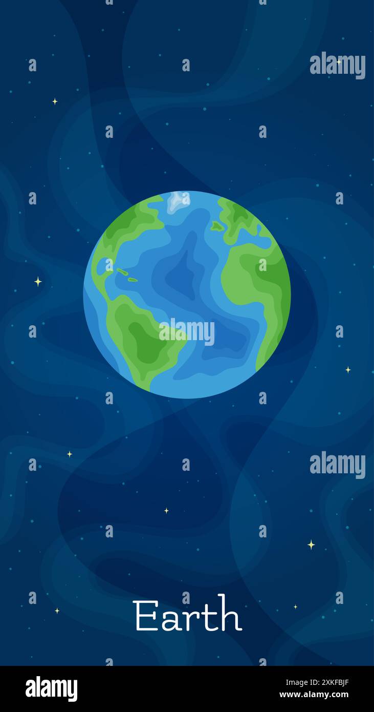 Solar system planet Earth vector illustration. Astronomical object art ...