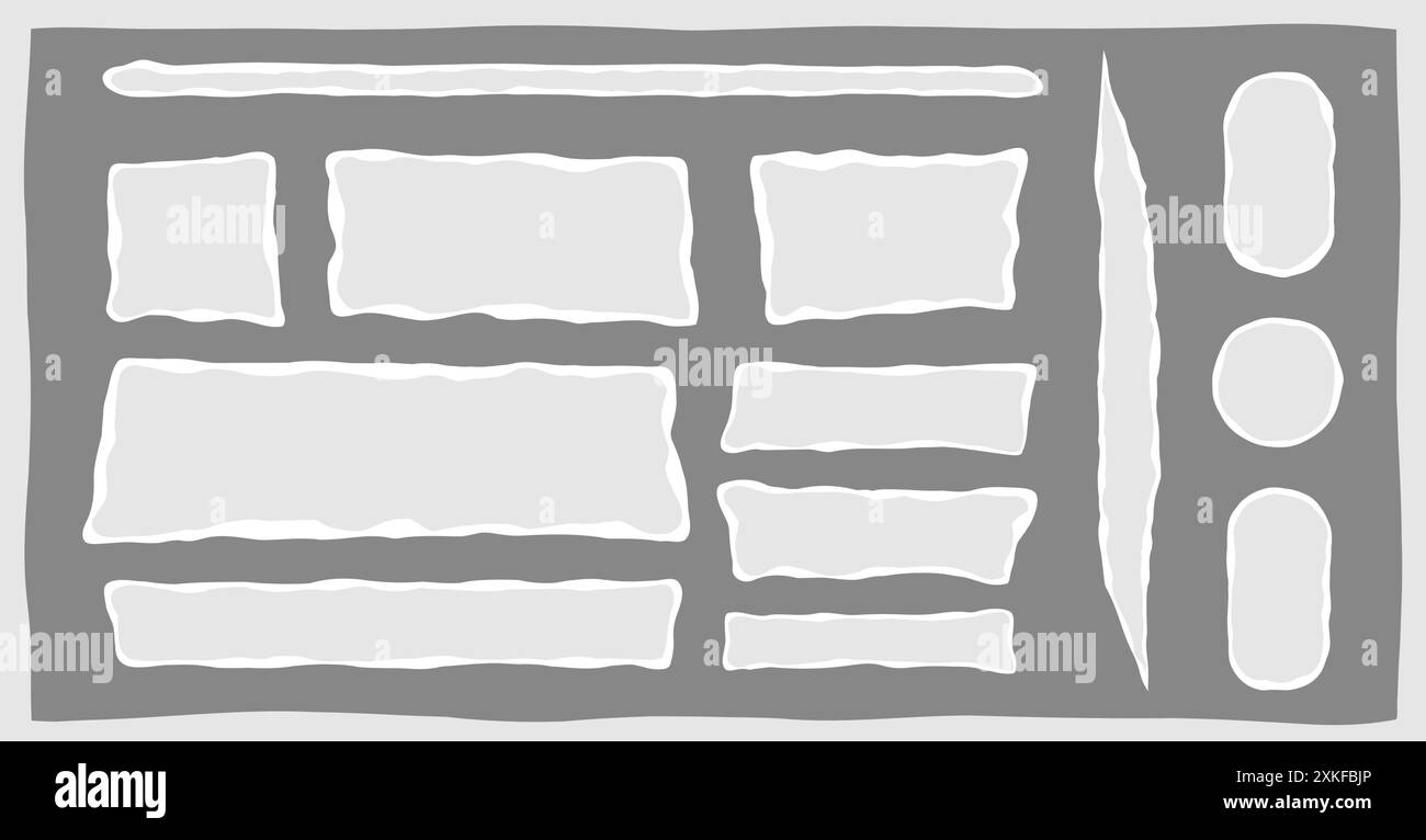 Isolated grunge cardboard strip, edge ripped newspaper note, blank rip ...