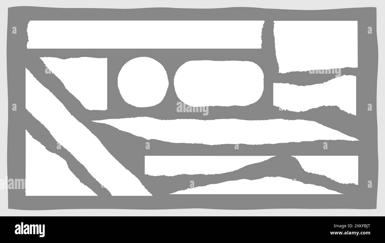 White rip page strip, edge ripped newspaper note, blank tear paper ...