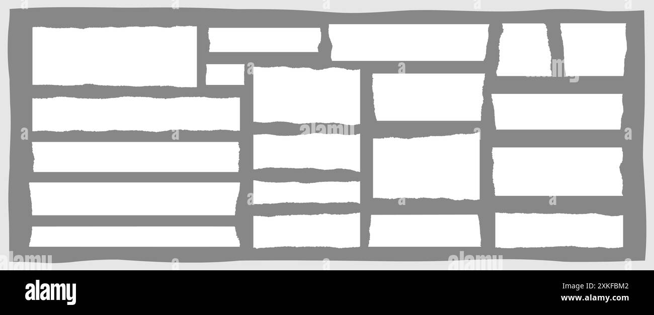 Blank rip newspaper strip, edge torn paper shred, isolated grunge ...