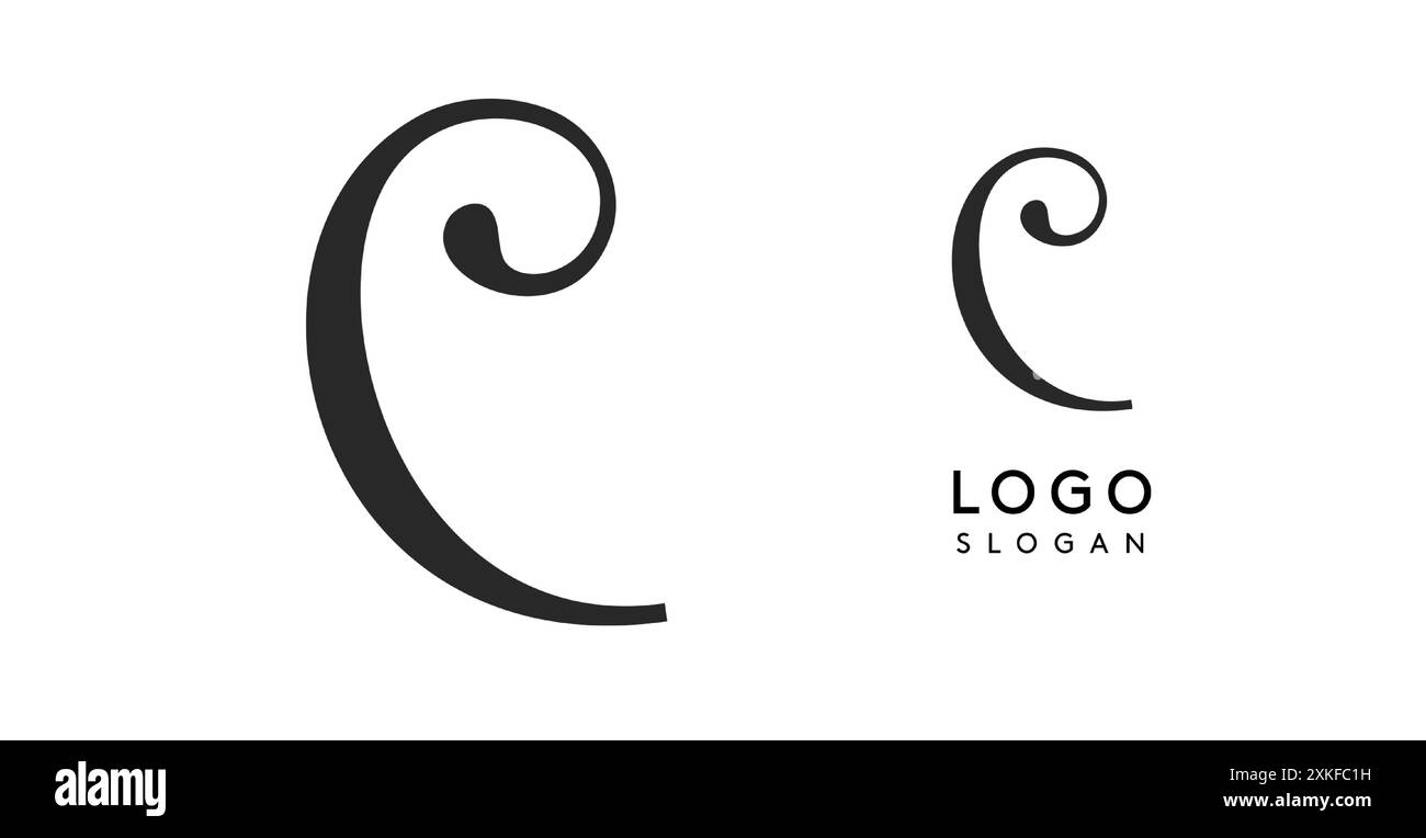 Elegant calligraphic logo. Stylish letter C, sleek typography for ...