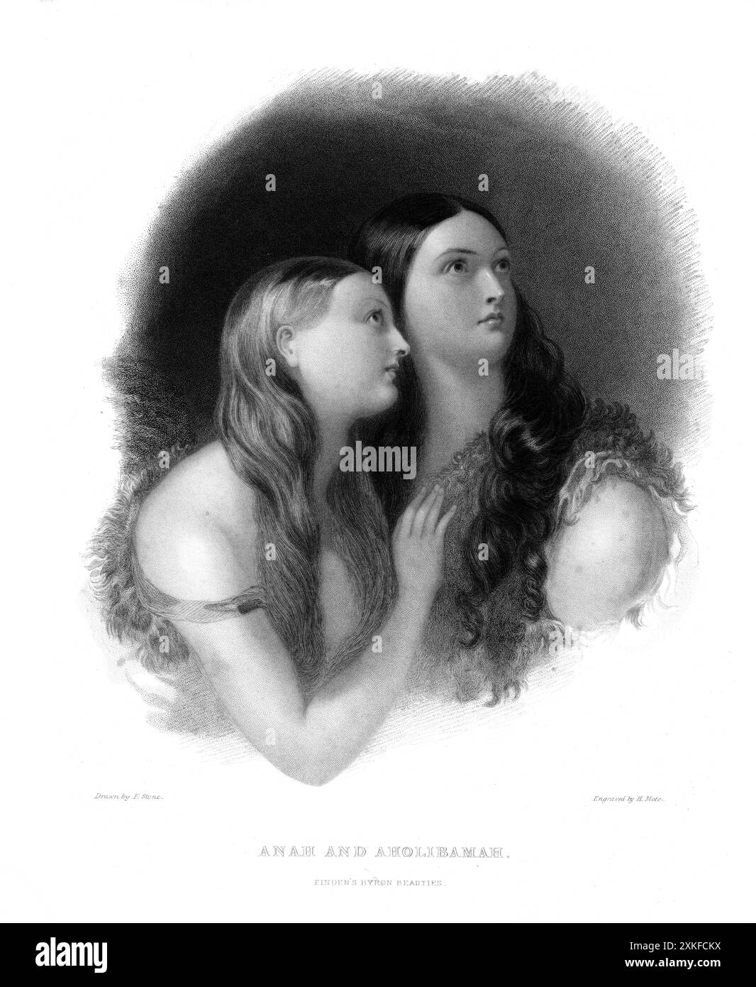Steel engraving - Anah & Aholibamah by William Henry Mote (1803-71 ...