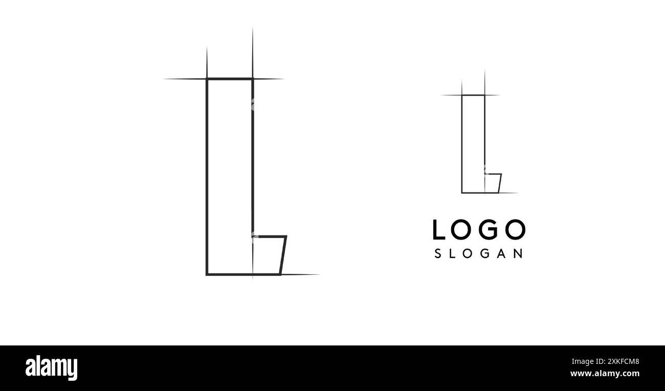 Letter L pencil drawn, architectural blueprint logo design ...