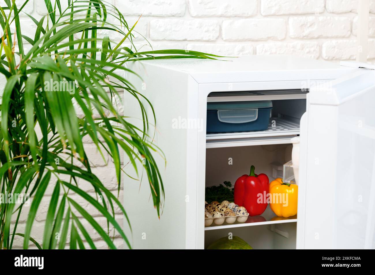 Fresh Produce Inside White Refrigerator Stock Photo - Alamy