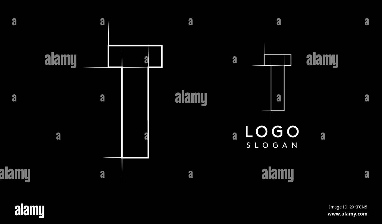 Letter T pencil drawn, architectural blueprint logo design ...