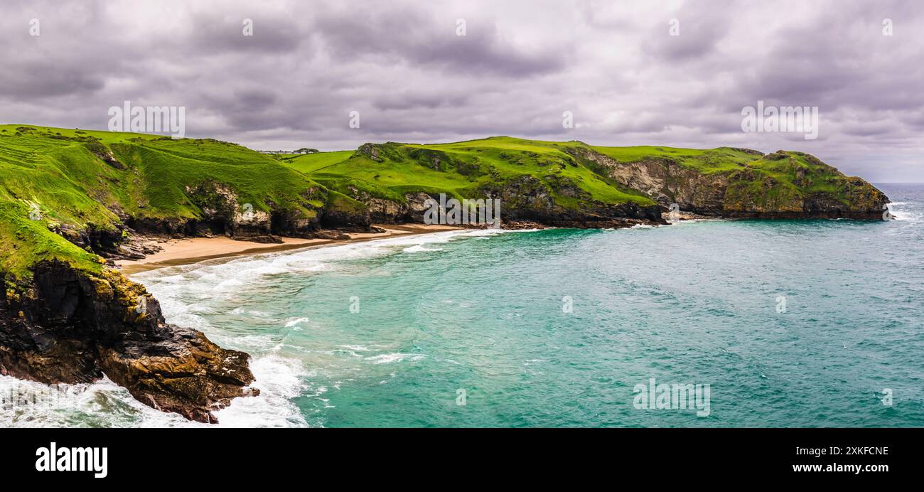 Panorama over Bossiney Haven and Beneath Cove from the end of Rocky ...