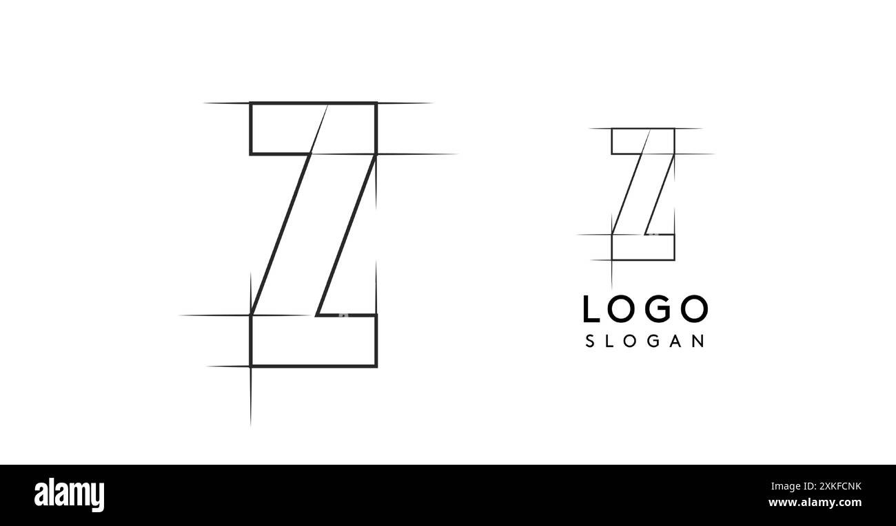 Letter Z pencil drawn, architectural blueprint logo design ...